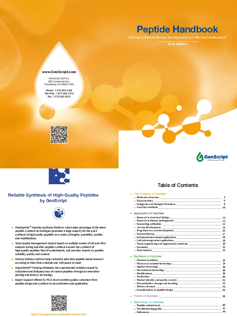 Peptide Handbook | PDF | Amino Acid | Vaccines