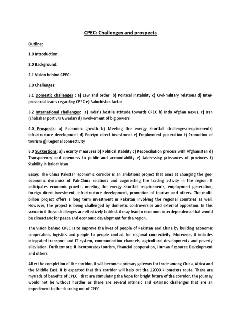 CPEC Challenges and Prospects | PDF | Pakistan | Economies