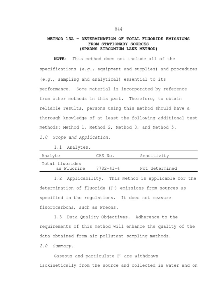 Method 13a - Determination | PDF | Hydrochloric Acid | Sulfuric Acid