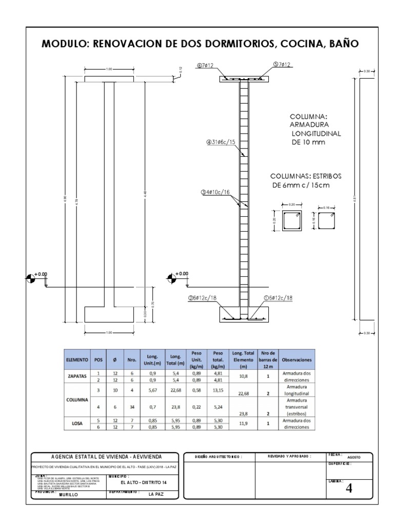 Detalle de Estructura para Tanque Elevado de Agua | PDF