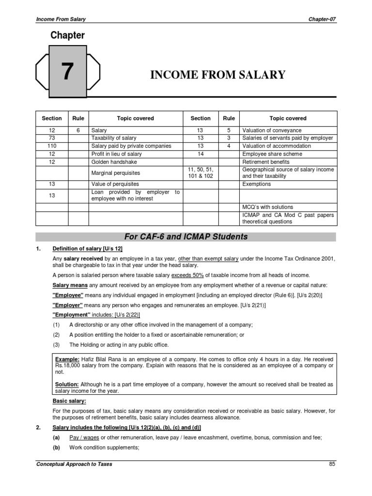 Taxation of Salary Income Explained | PDF | Employee Benefits | Taxes