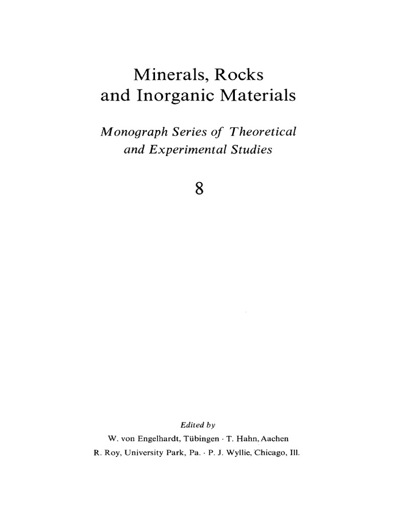 Minerals, Rocks and Inorganic Materials: Monograph Series of ...