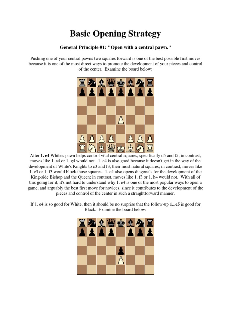 Basic Chess Opening Strategy 1 | PDF | Chess Openings | Chess Strategy