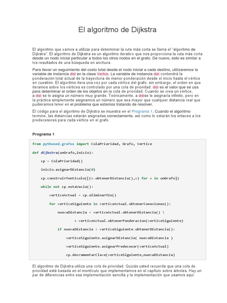 El Algoritmo de Dijkstra | PDF | Algoritmos | Matemáticas discretas