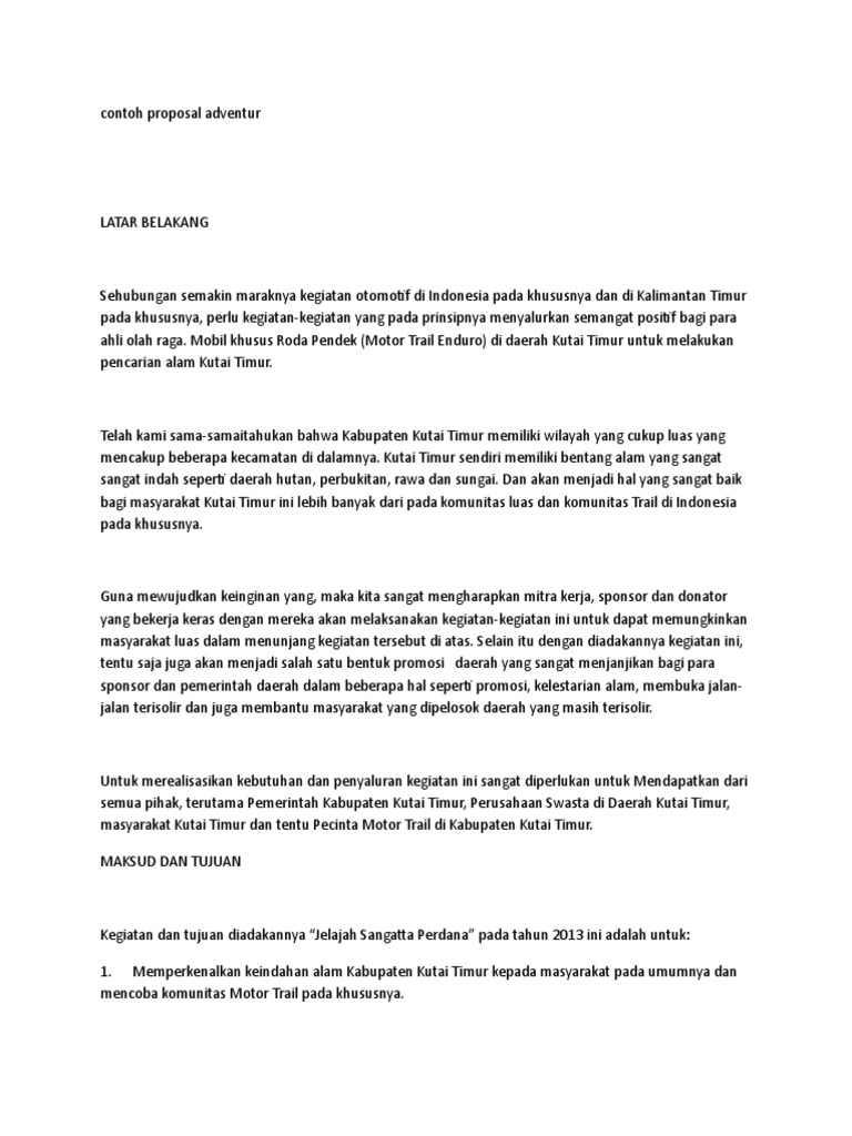 Contoh Proposal Trail Adventure | PDF