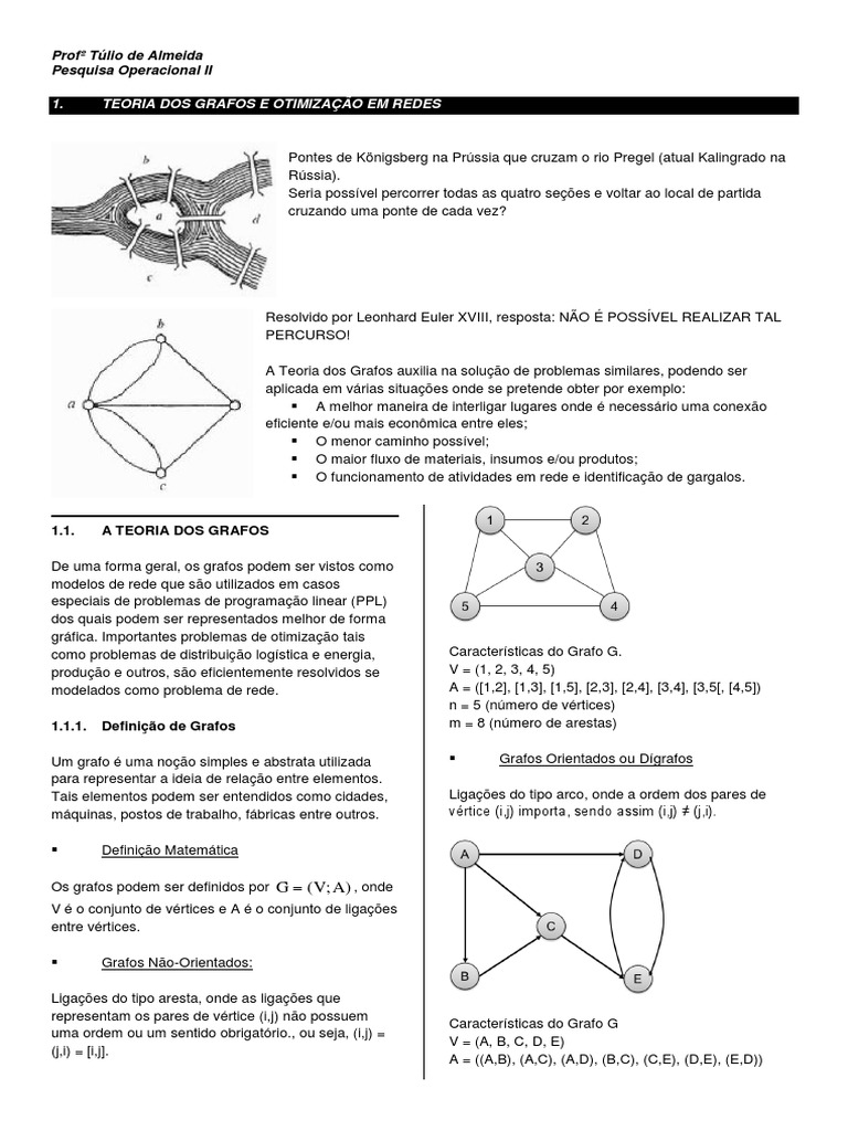 Teoria dos Grafos e Otimização em Redes: Algoritmos para Problemas ...