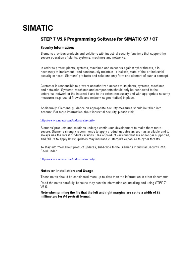 Simatic: STEP 7 V5.6 Programming Software For SIMATIC S7 / C7 | PDF ...