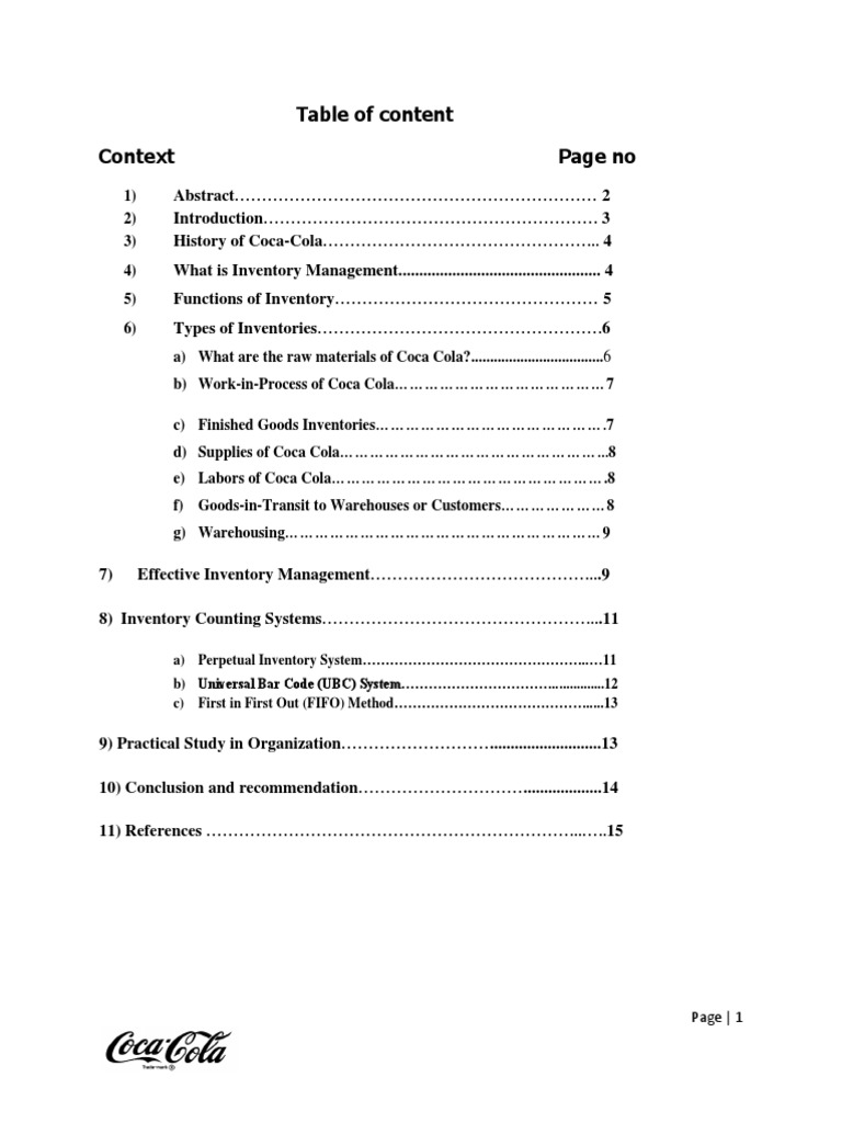 Final Report of Operation Coca Cola | PDF | Coca Cola | The Coca Cola ...