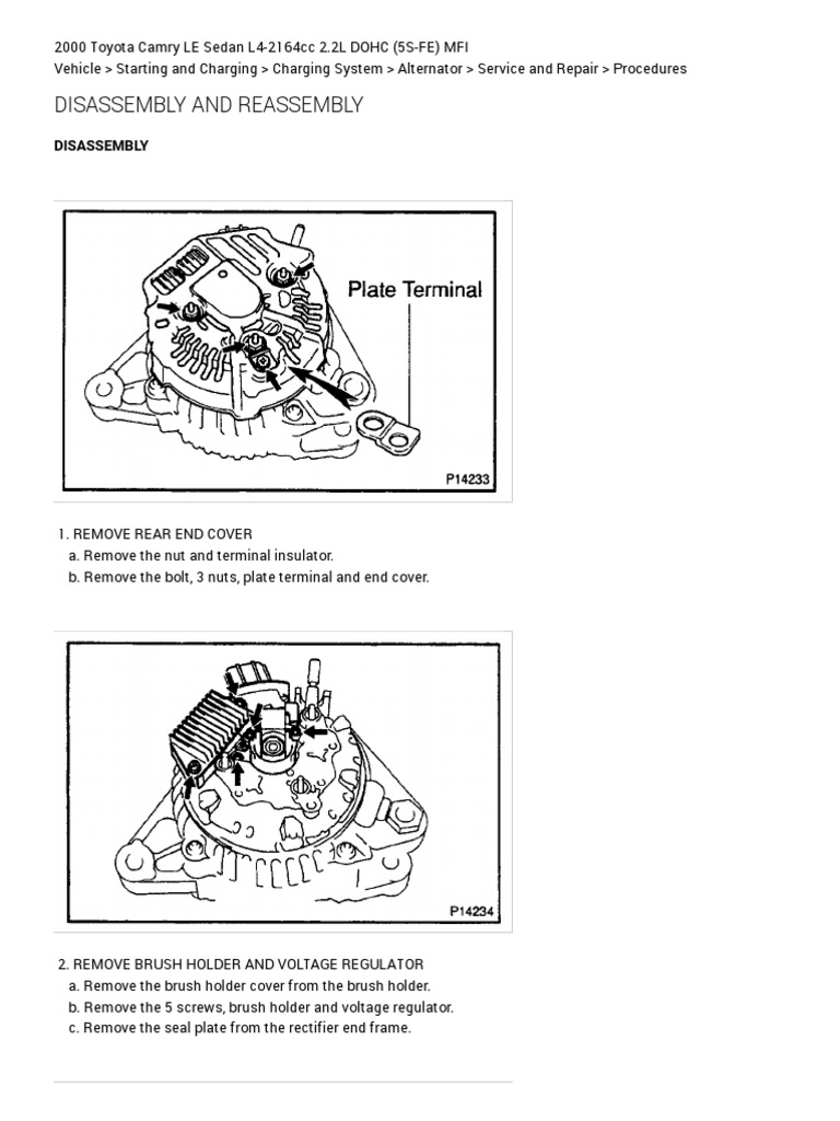 Disassembly And Reassembly Alternator Pdf Nut Hardware Screw