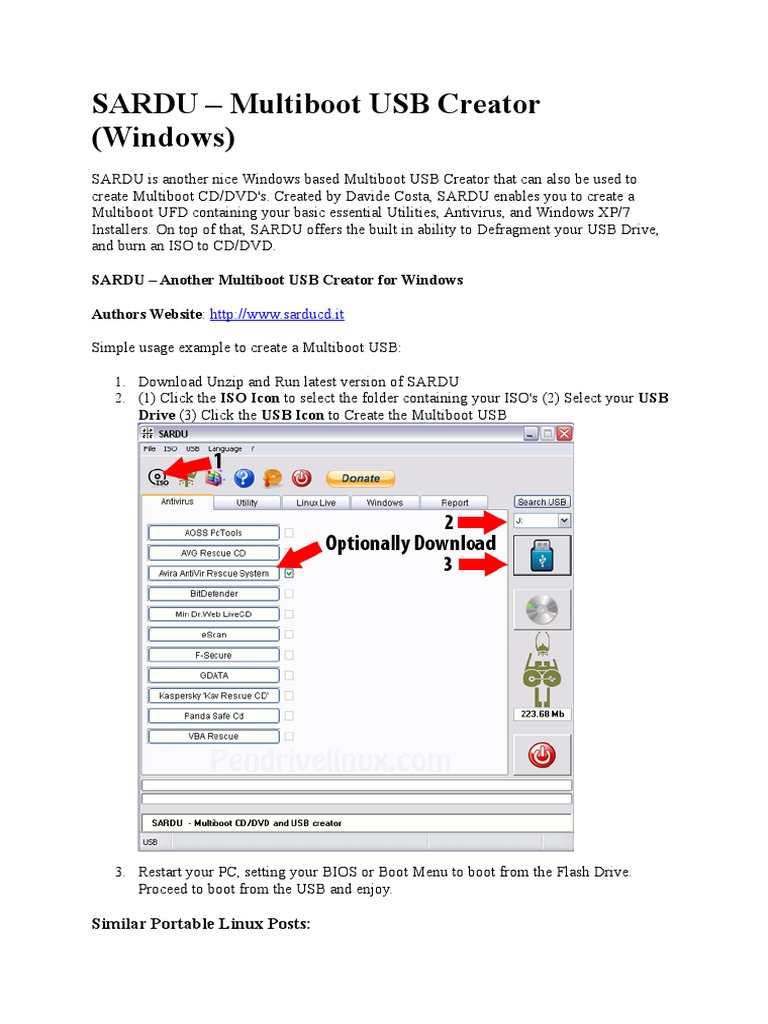 SARDU - Multiboot USB Creator (Windows) | PDF | Microsoft Windows | System Software