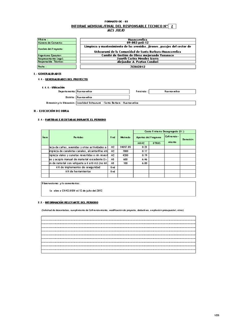 Formatos - OE (Excell) Trabaja Peru LIQ | PDF | Calidad de vida | Bienestar