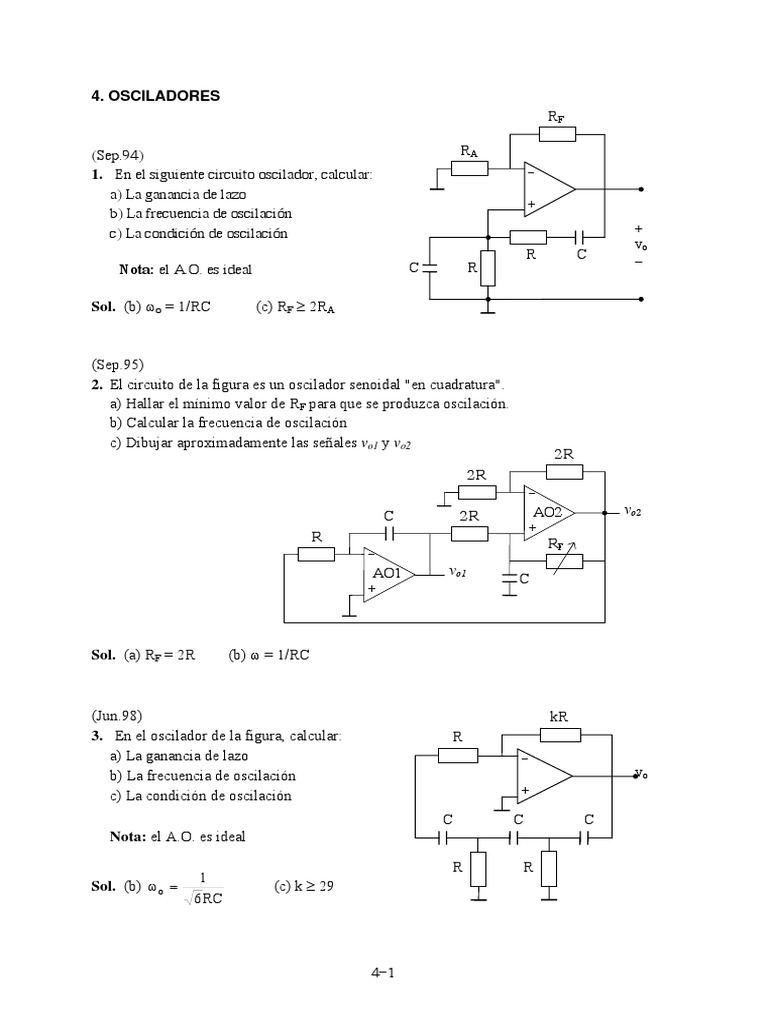 Cálculos de Osciladores y Condiciones | PDF | Fuerza | Ingenieria Eléctrica