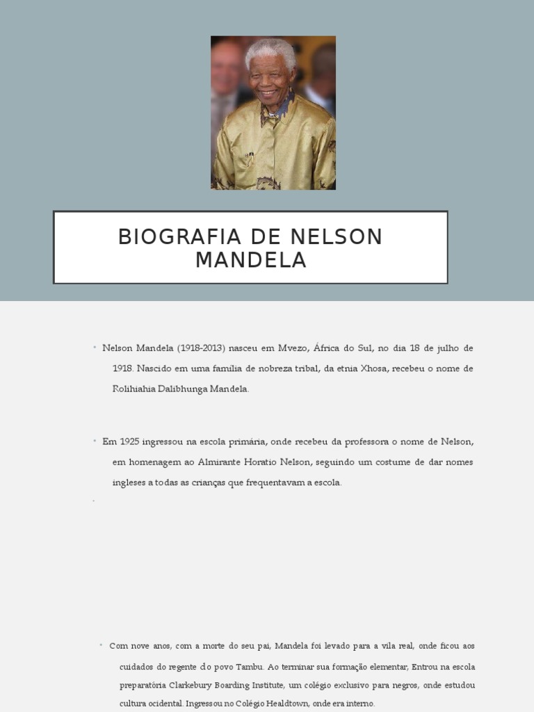 Biografia de Nelson Mandela | PDF | Nelson Mandela | África do Sul