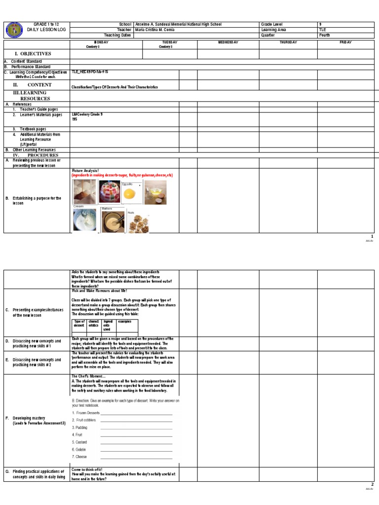 Classification of Desserts | PDF | Quality Of Life | Learning
