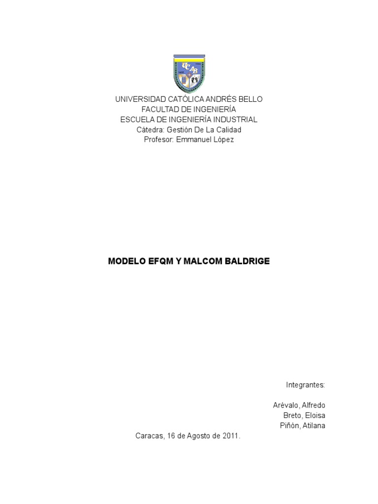 Modelo EFQM y Malcolm Baldrige | PDF | Planificación | Calidad (comercial)