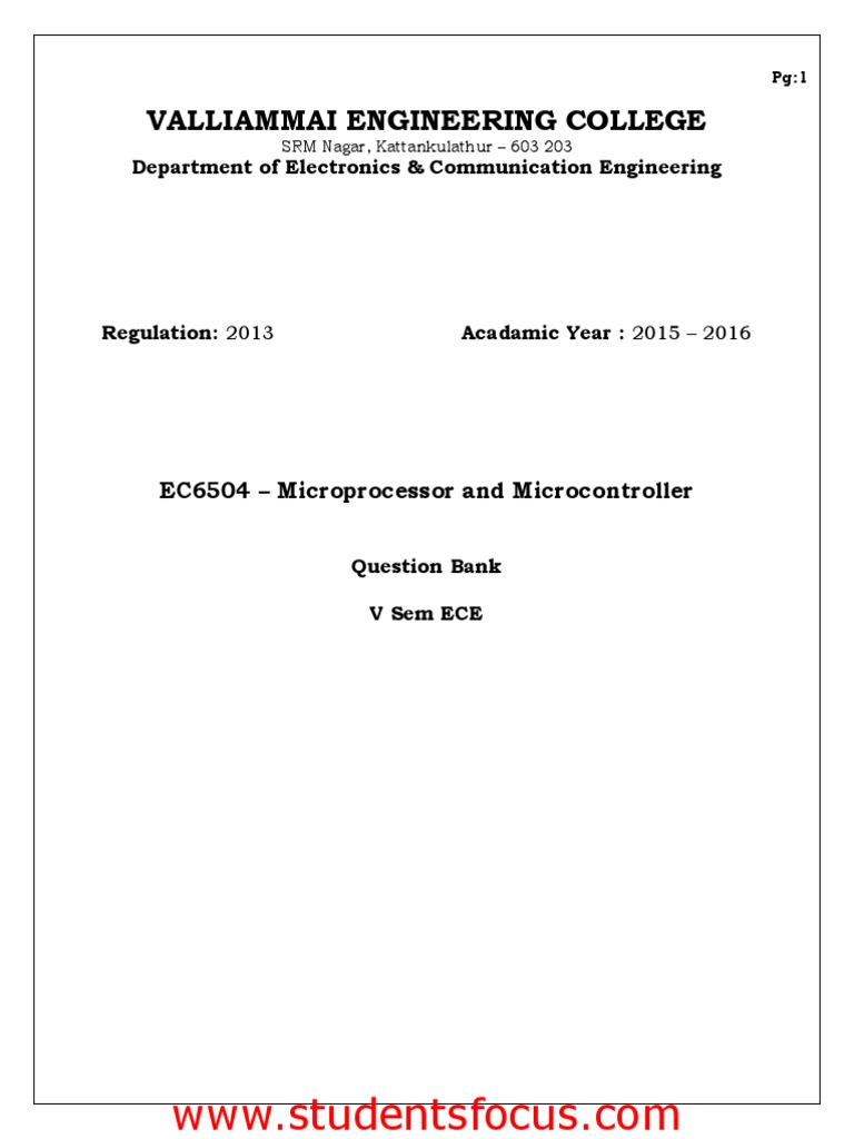 EC6504-Microprocessor and Microcontroller 2013 Regulation | PDF ... EC6504-Microprocessor and Microcontroller 2013 Regulation | PDF ...