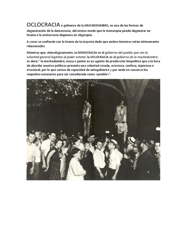 Oclocracia o Gobierno de La Muchedumbre | PDF