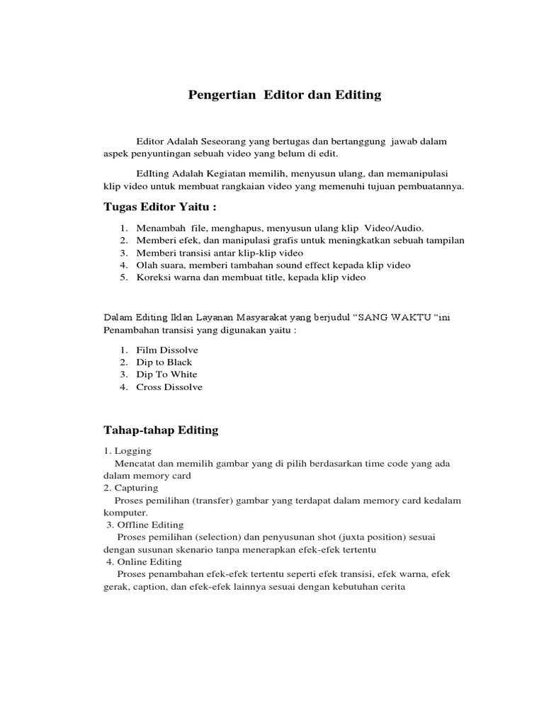 Panduan Lengkap Editing Video | PDF