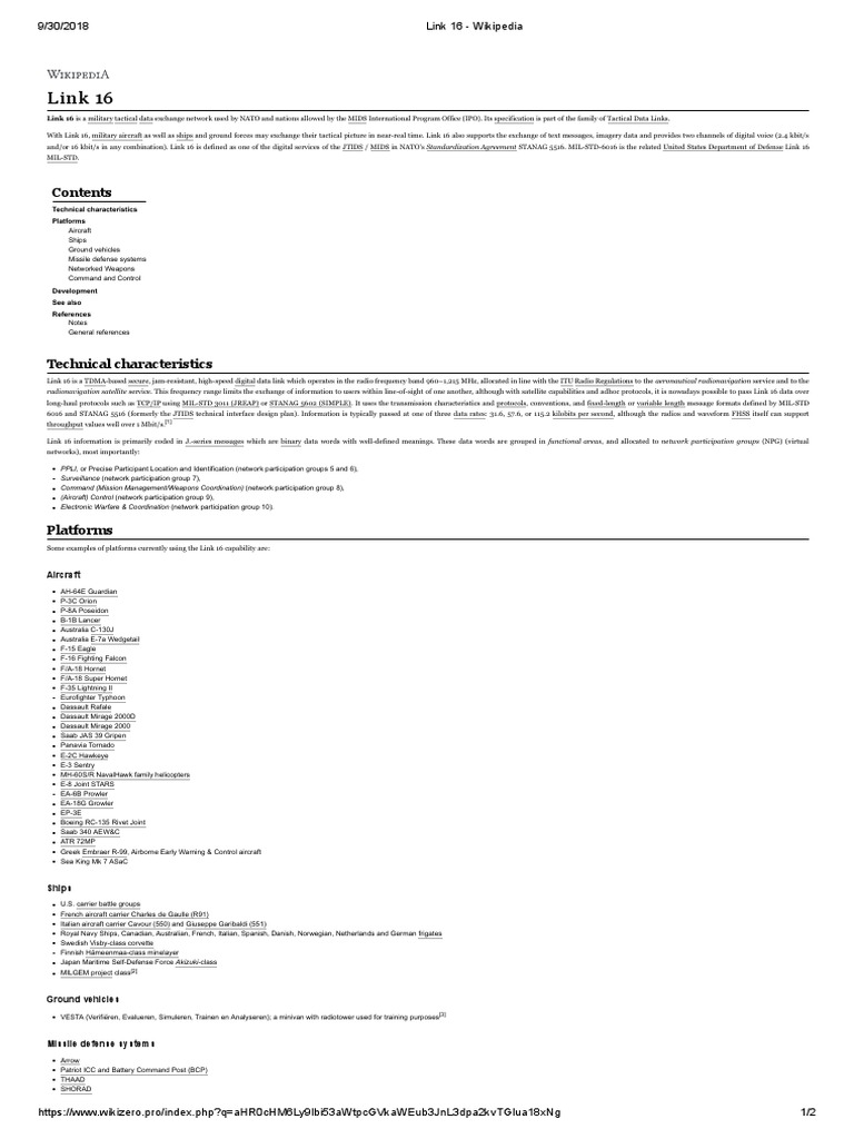 Link 16: Aircraft | PDF | Military Aviation | Telecommunications ...