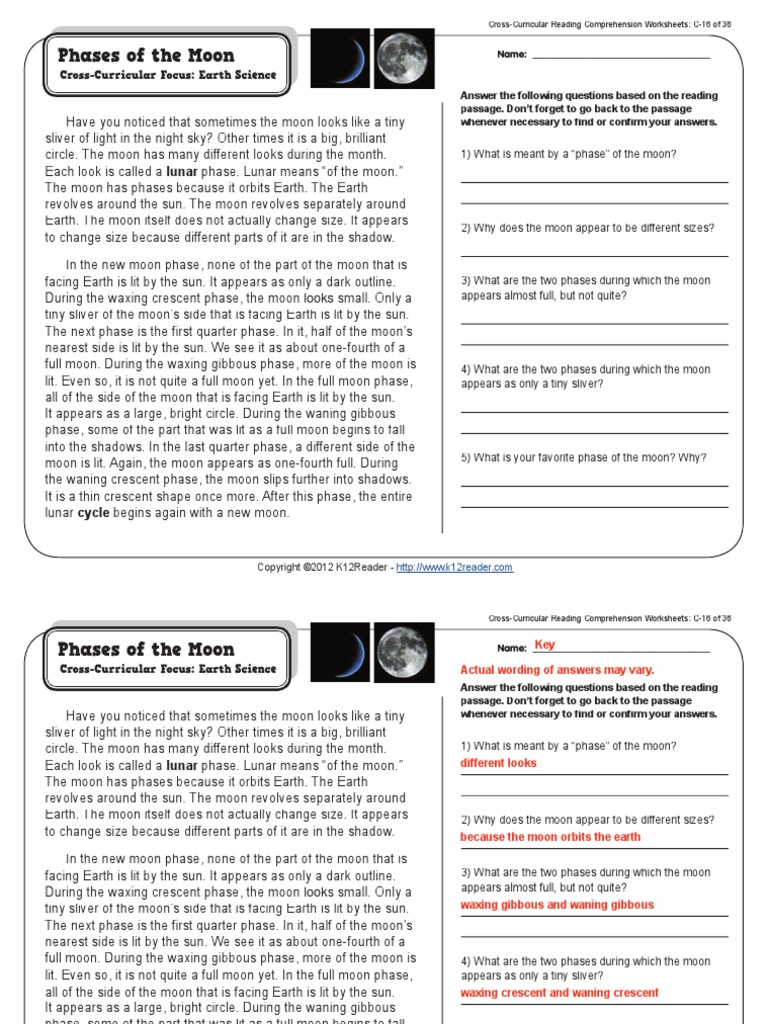 Gr3 Wk16 Phases of The Moon PDF | PDF | Moon | Planetary Science