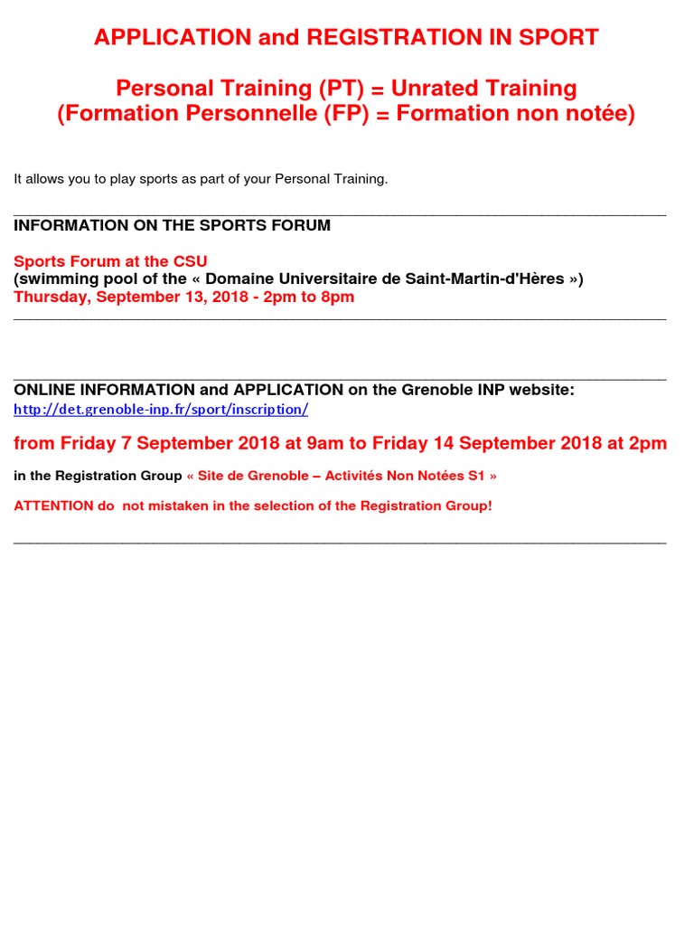 Sport - Application and Registration | PDF