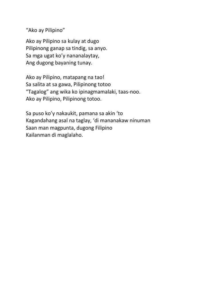 Ako Ay Pilipino Tula | PDF