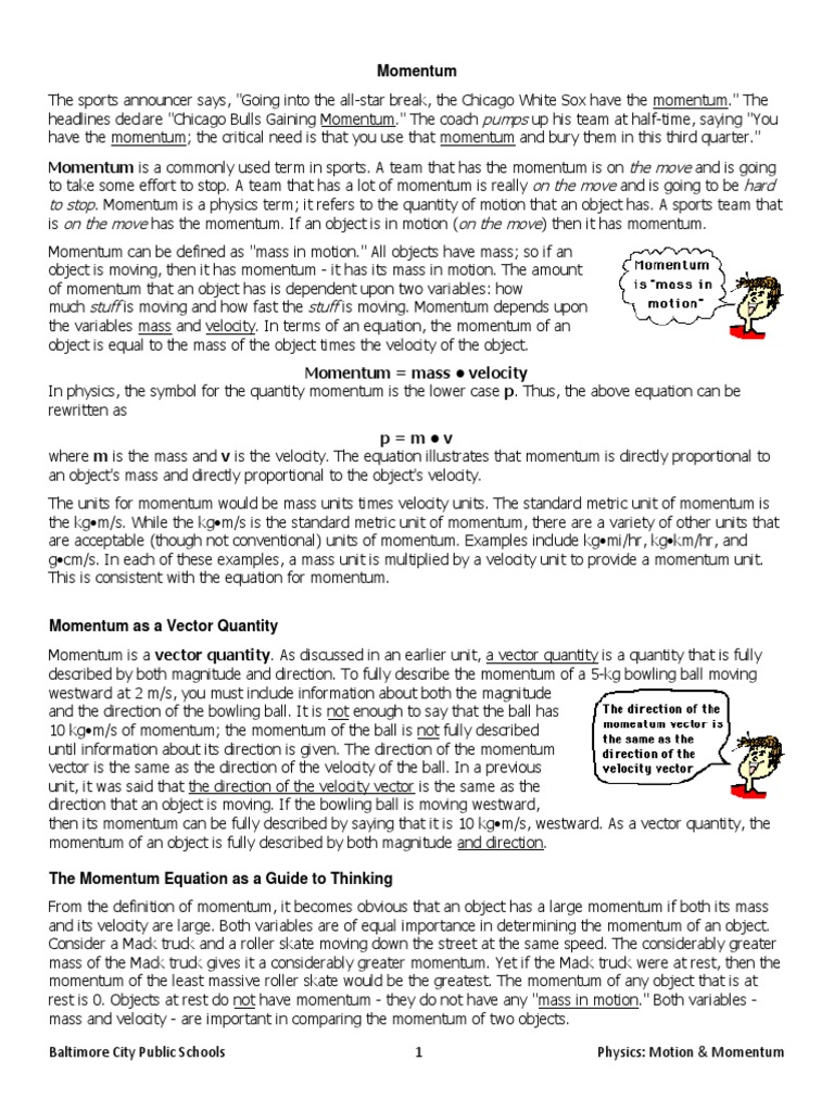 1.11 Momentum Note Reading | PDF | Momentum | Velocity