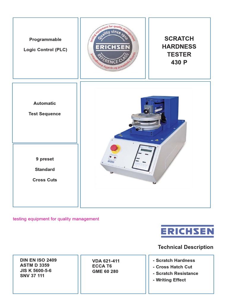 Scratch Tester 430 | PDF | Hardness | Nature
