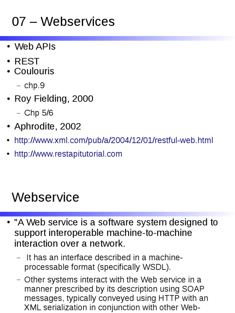 07 Webservices A | PDF | Representational State Transfer | Application Programming Interface