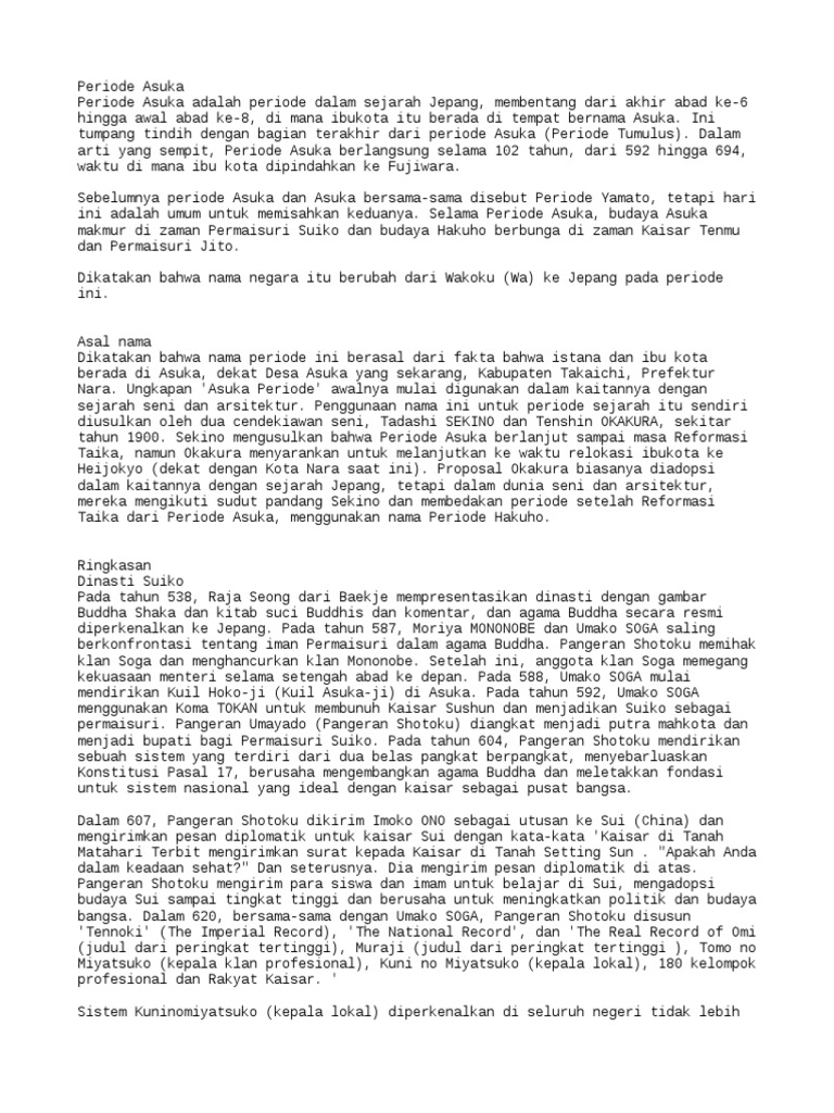 Sejarah Periode Asuka Jepang | PDF | Sejarah