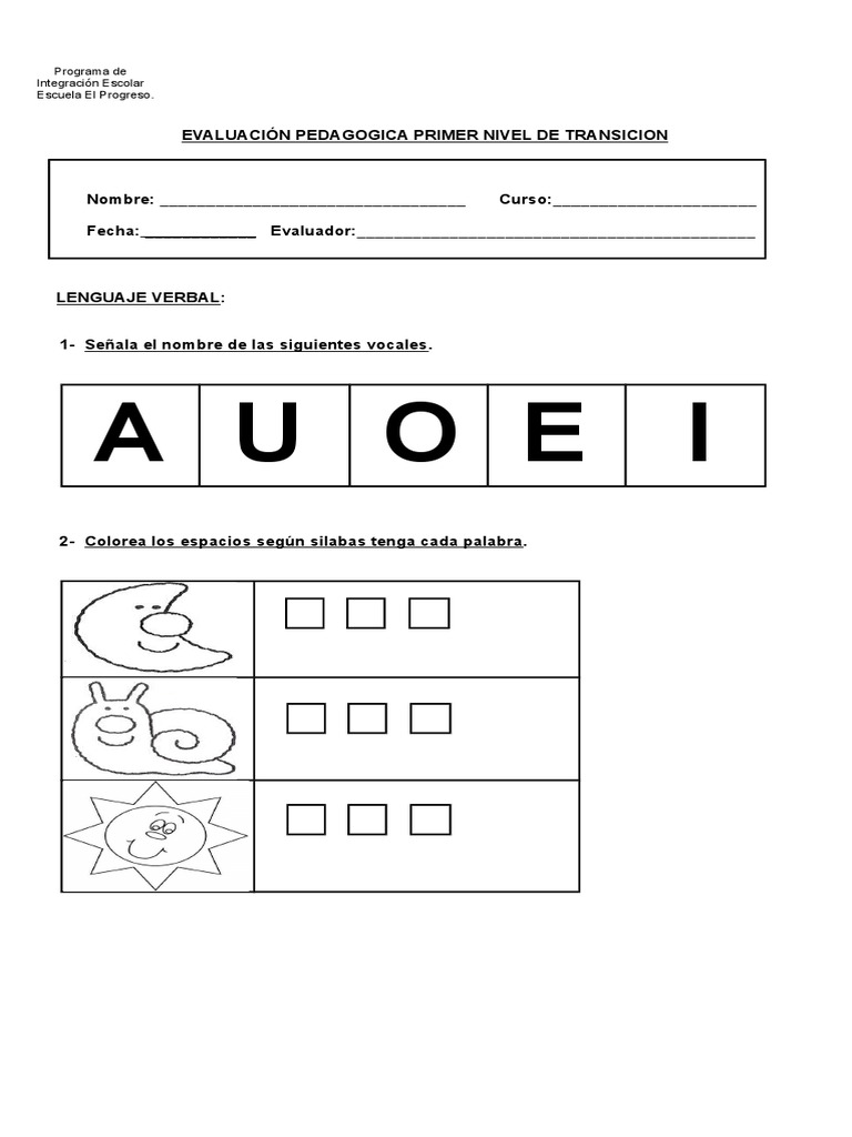 Prueba Prekinder Primer Semestre | PDF | Color | Ocio