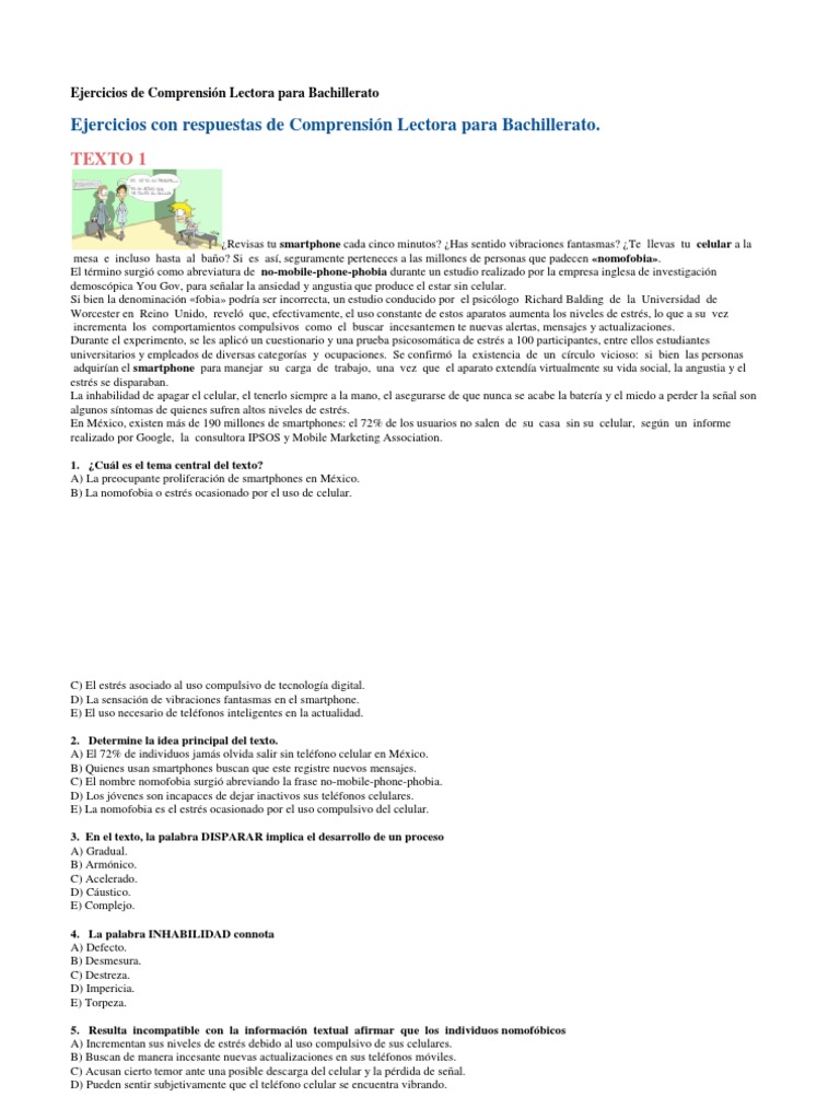 Ejercicios de Comprensión Lectora para Bachillerato | PDF | Leonardo Da Vinci | Dormir