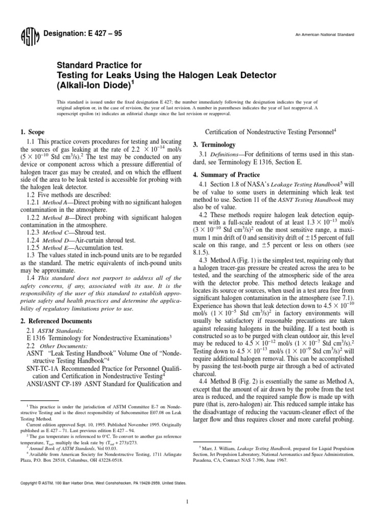 E427 PDF | PDF | Leak | Gases
