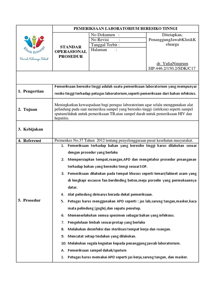 High-Risk Laboratory Testing Procedures | PDF