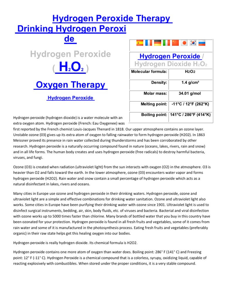 Hydrogen Peroxide Therapy | PDF | Cellular Respiration | Hydrogen Peroxide