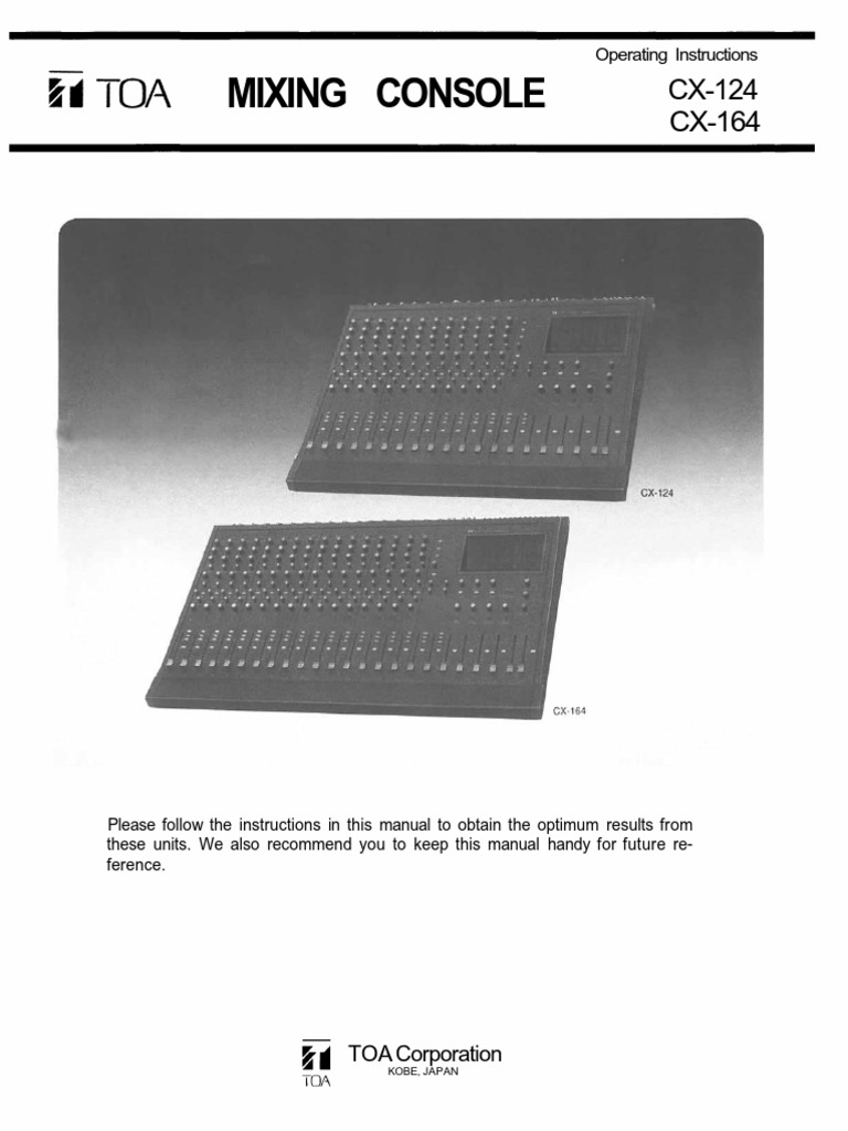 Mixing Console: CX-124 CX-164 | PDF | Equalization (Audio) | Electrical Connector