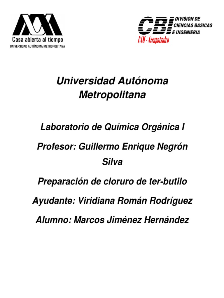 Preparacion de Cloruro de Ter-Butilo | PDF | Química Orgánica | Química