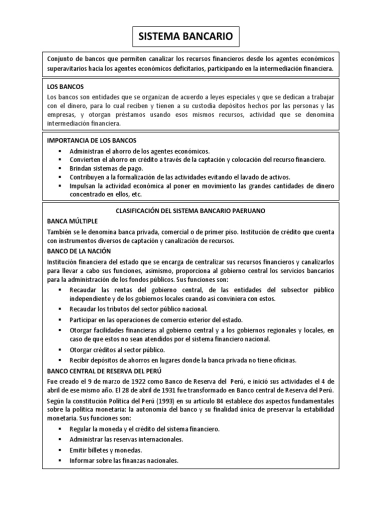 Sistema Bancario | PDF | Bancos | Sistema financiero