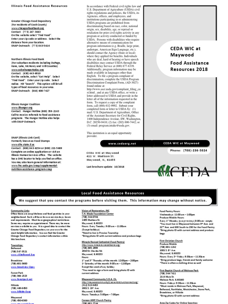 Ceda Wic at Maywood Food Assistance Resources 2018 | PDF | Supplemental ...
