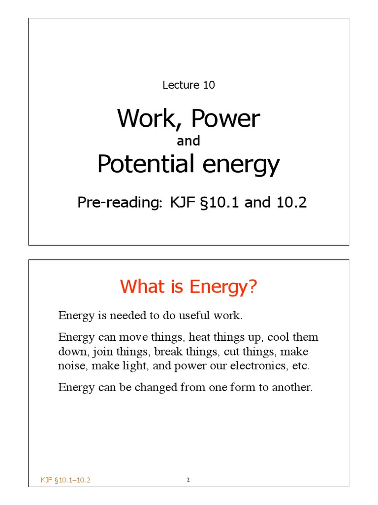 Work Power Energy | PDF | Potential Energy | Gravity