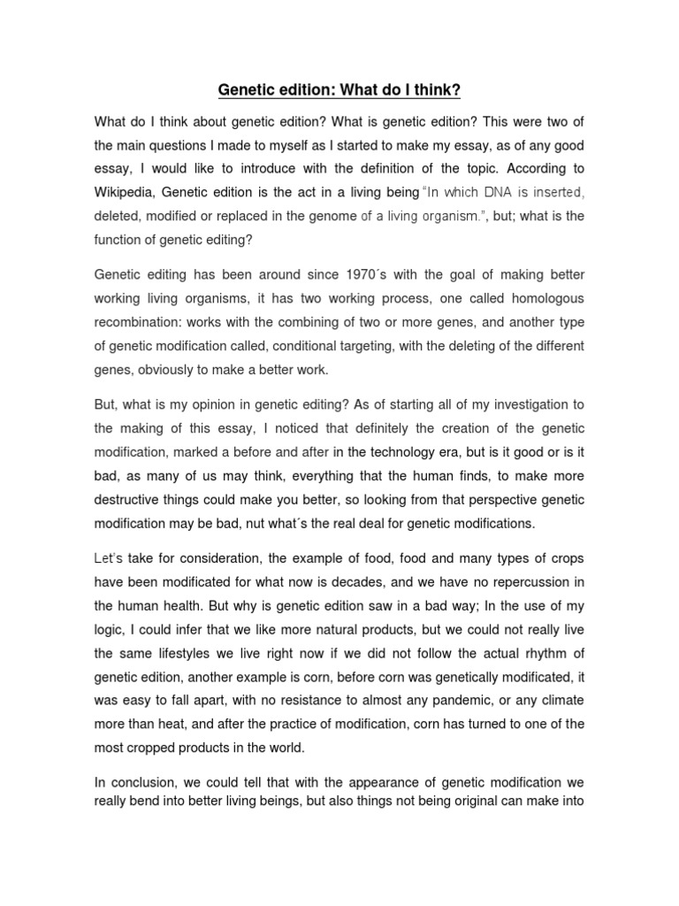 Genetic Edition: What Do I Think? | Download Free PDF | Genetic ...