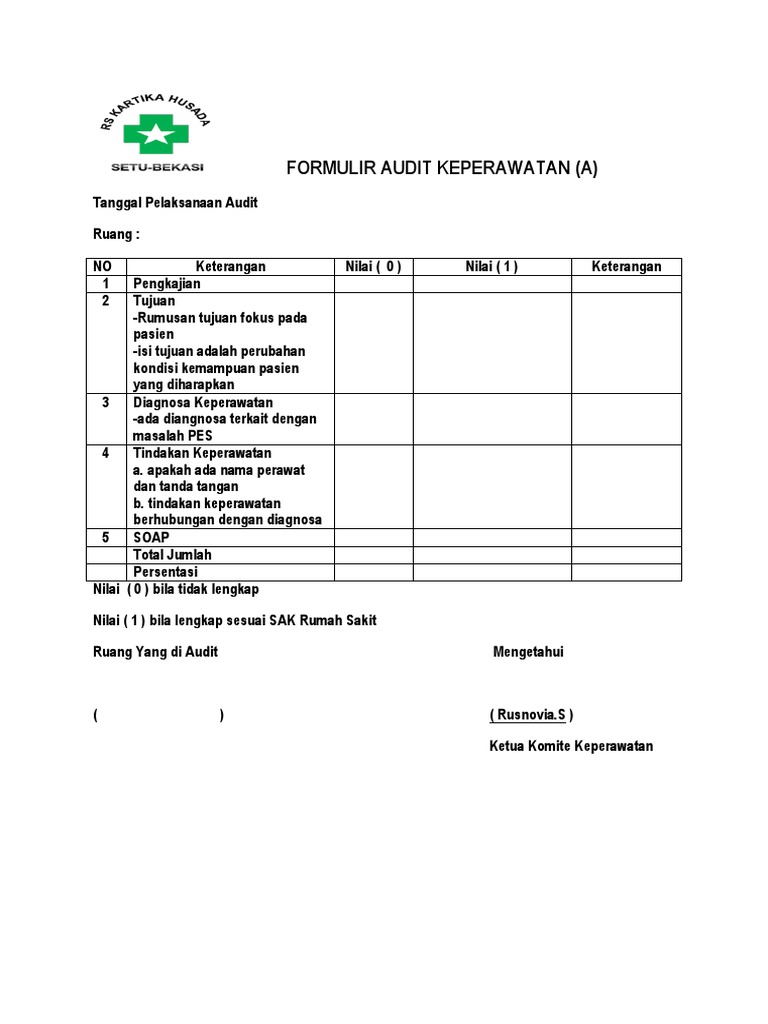 Formulir Audit Keperawatan | PDF