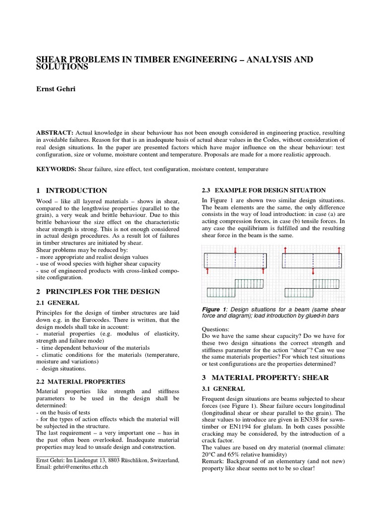 Shear Strength Factors in Timber Engineering | PDF | Lumber | Strength ...