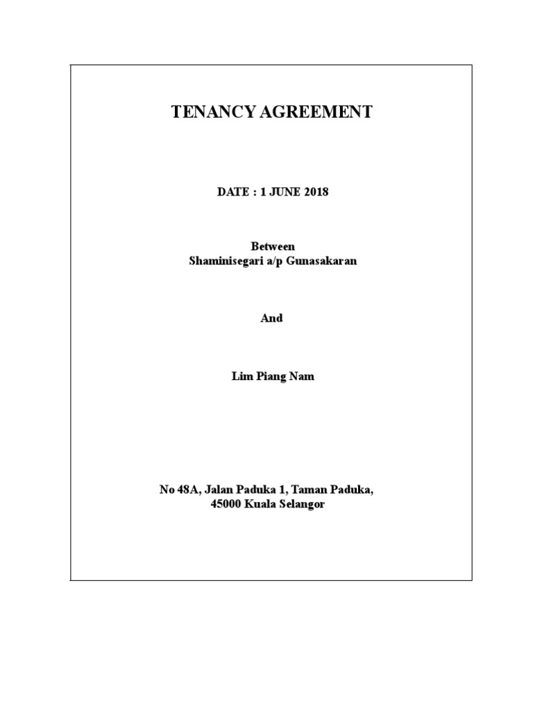 Sample Tenancy Agreement | Download Free PDF | Leasehold Estate | Landlord