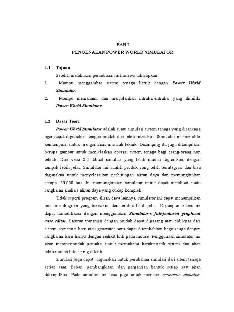 Praktikum Analisa Sistem Tenaga: Pengenalan Power World Simulator | PDF