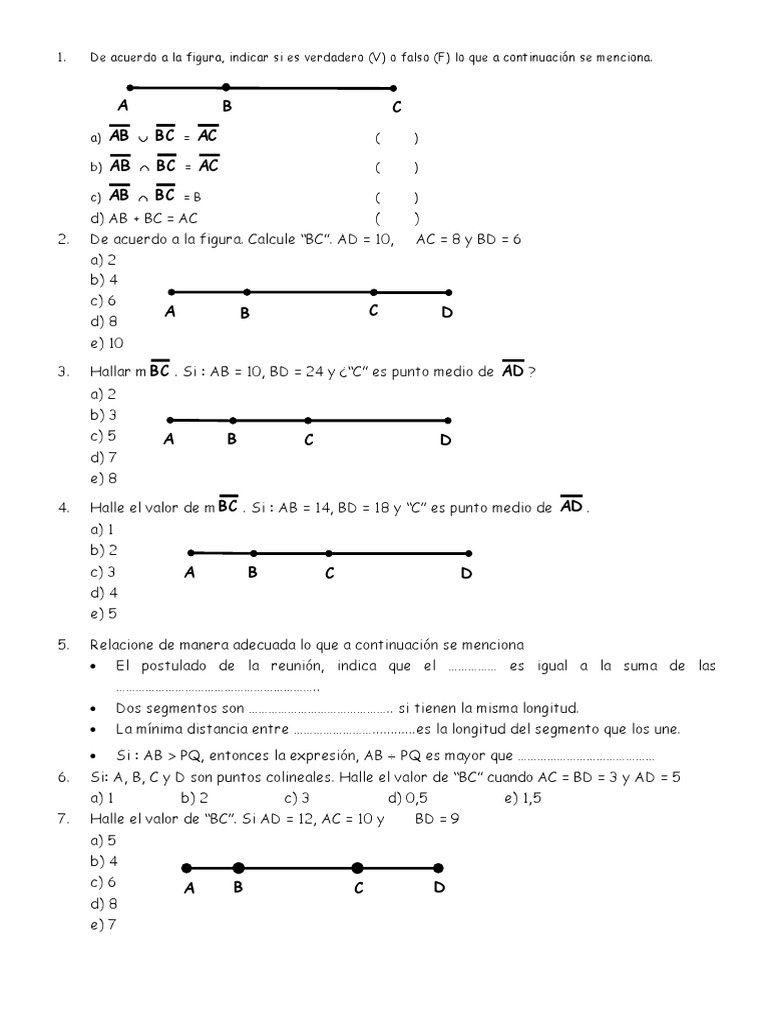 Problemas Con Segmentos | Geometría | Física y matemáticas