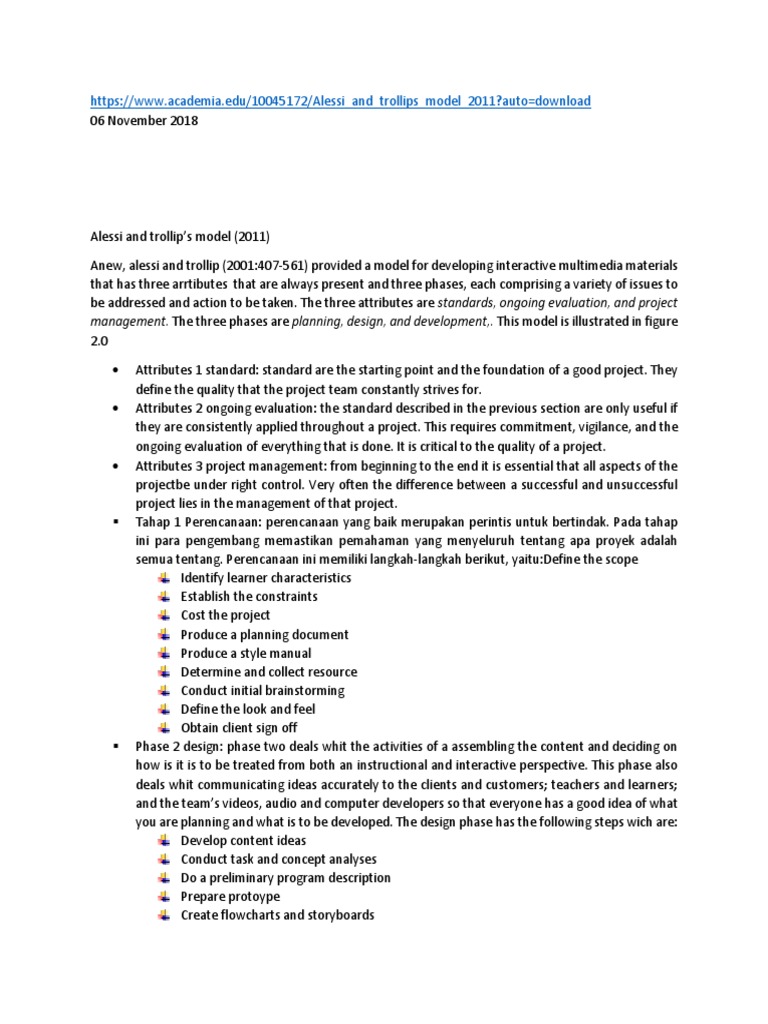Alessi & Trollip's Multimedia Model | PDF | Project Management | Evaluation