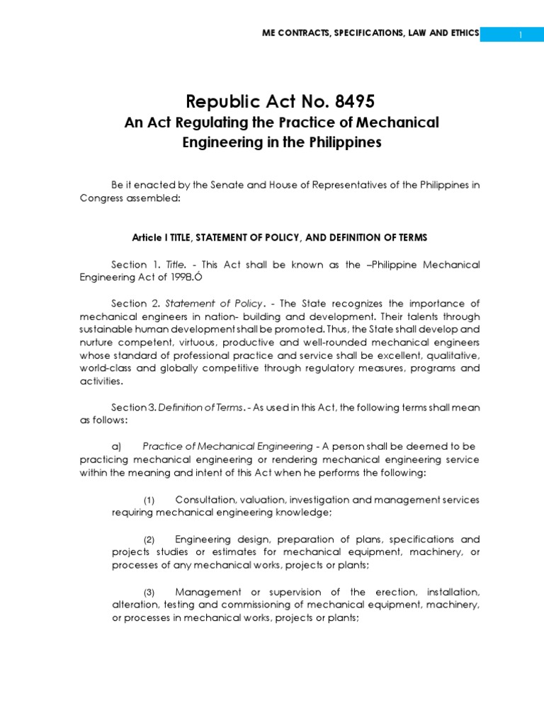 Mechanical Engineering Law | PDF | Licensure | Engineer