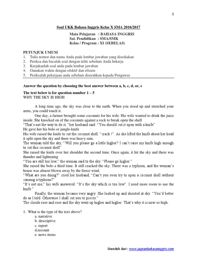 Soal UKK Bahasa Inggris Kelas XI SMA 2017 | PDF | Turtle | Search And Rescue