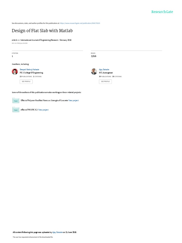 Analysis and design of flat slabs with MATLAB based on code provisions ...